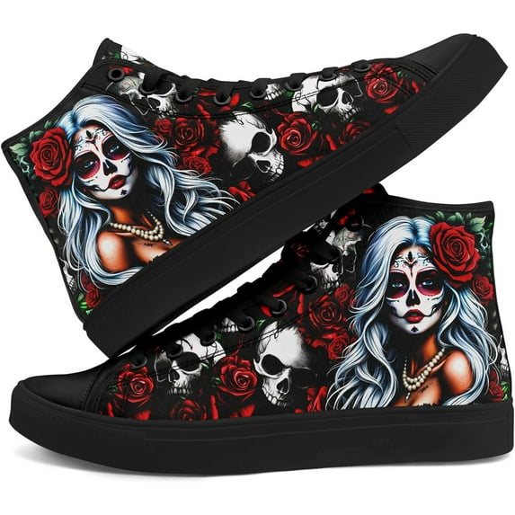Coolcustomize Skull High Top Canvas Sneakers for Men Women, Gothic ...