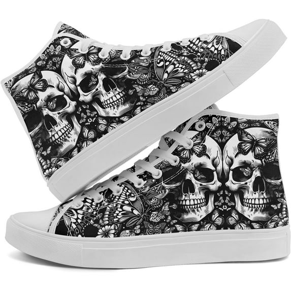Coolcustomize Skull High Top Canvas Sneakers for Men Women, Gothic ...