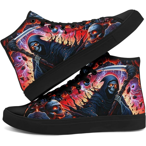 Coolcustomize Skull High Top Canvas Sneakers for Men Women, Gothic ...