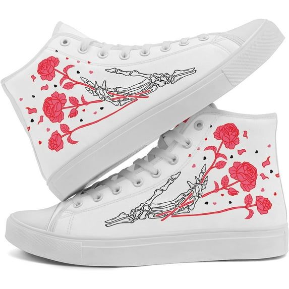 Coolcustomize Skull High Top Canvas Sneakers for Men Women, Gothic ...