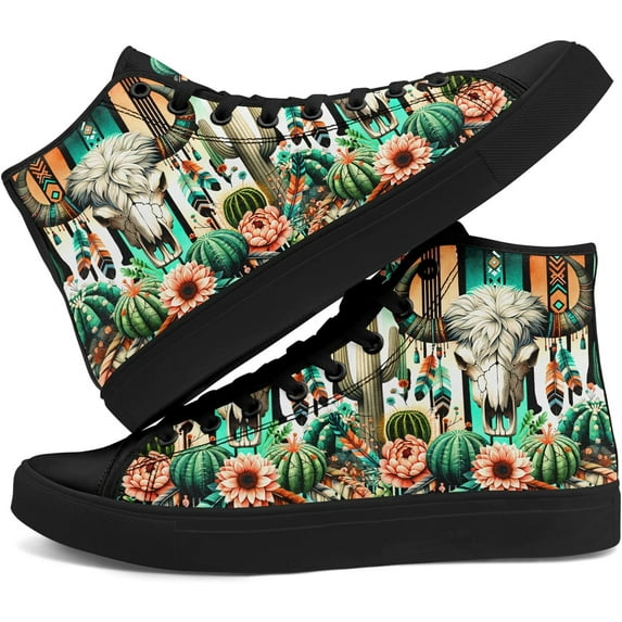 Coolcustomize Skull High Top Canvas Sneakers for Men Women, Gothic ...