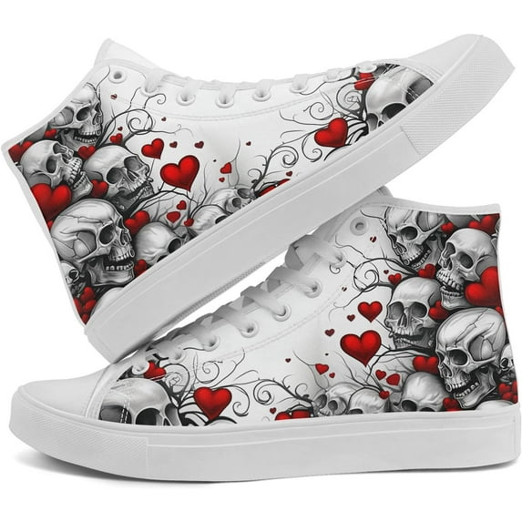 Coolcustomize Skull High Top Canvas Sneakers for Men Women, Gothic ...