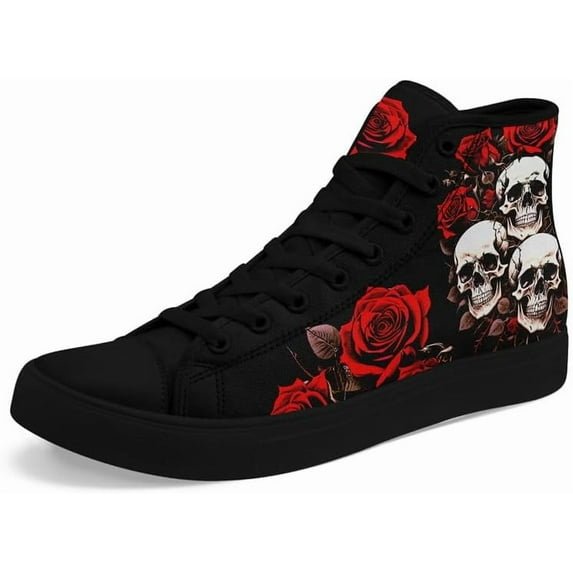 Coolcustomize Skull High Tops Canvas Shoes for Men Women Classic Lace ...