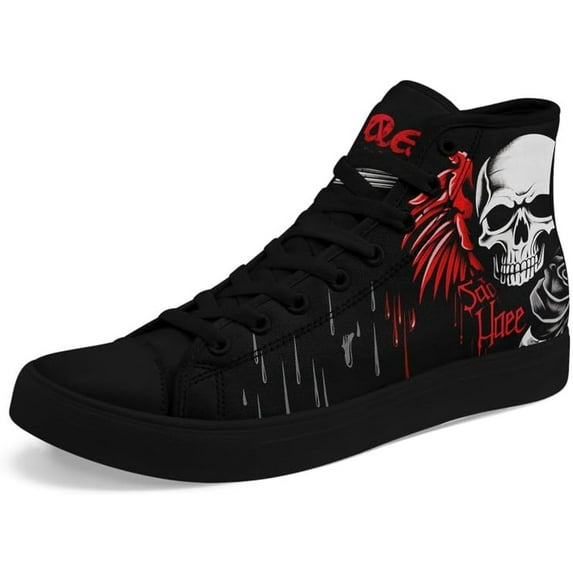 Coolcustomize Skull High Tops Canvas Shoes for Men Women Classic Lace ...