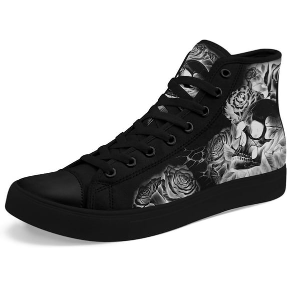 Coolcustomize Skull High Tops Canvas Shoes for Men Women Classic Lace ...