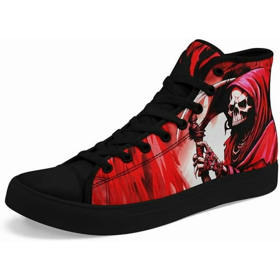 Coolcustomize Skull High Tops Canvas Shoes for Men Women Classic Lace ...