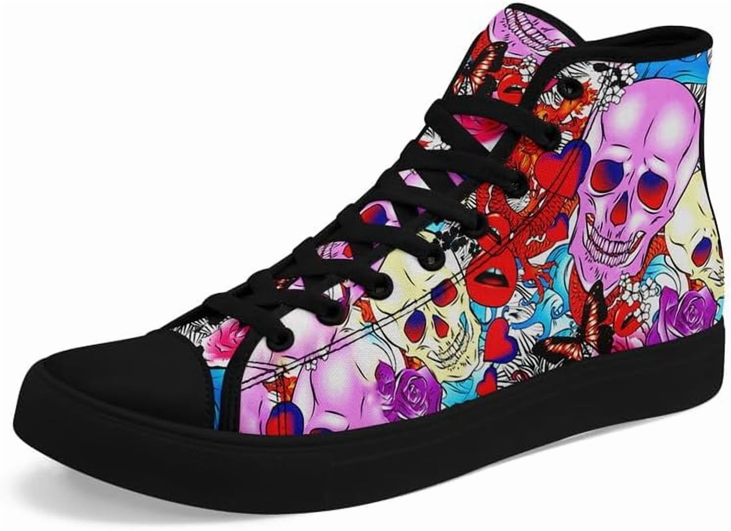 Coolcustomize Skull High Tops Canvas Shoes for Men Women Classic Lace Up Gothic Fashion Sneaker ...