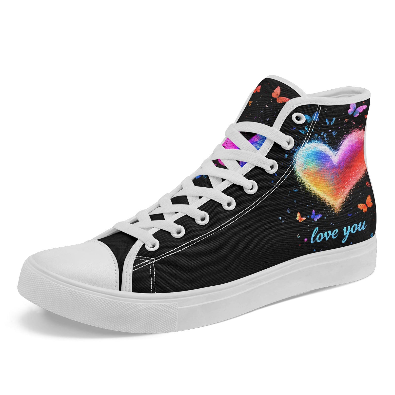 Coolcustomize Trend Men's High-top Shoes | Colorful Heart "I Love You ...