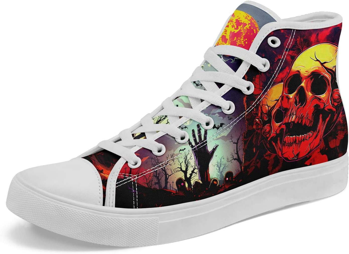 Coolcustomize Unisex Skull High Tops for Women Cool Design Black Canvas Shoes Classic Lace Up ...