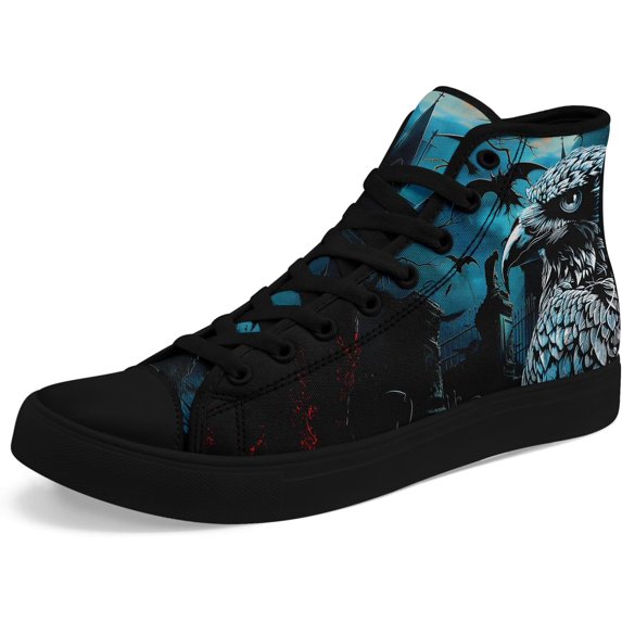Coolcustomize Unisex Skull High Tops for Women Cool Design Black Canvas ...