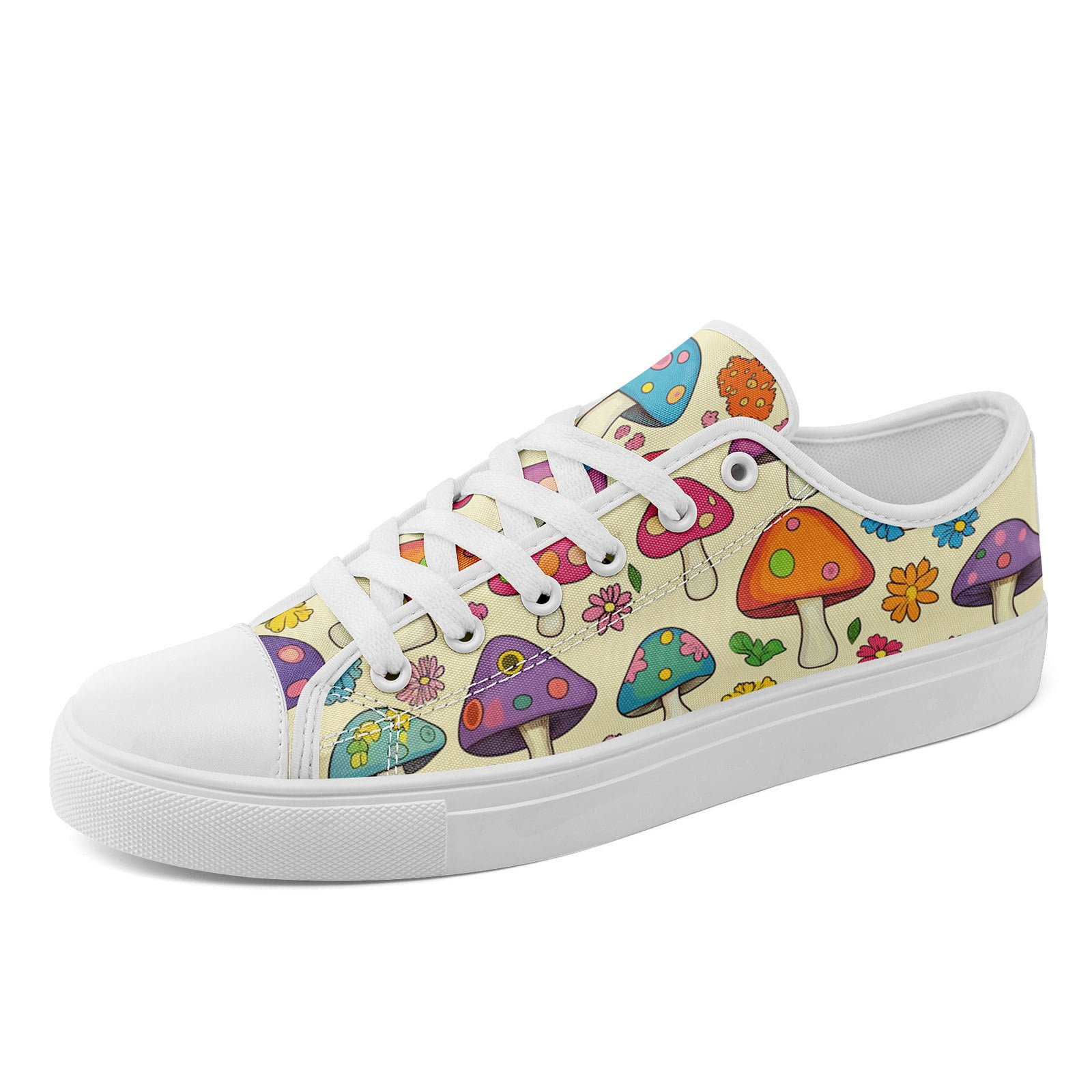Coolcustomize Women Casual Low-Top Sneakers | Cute Mushroom Doodle ...