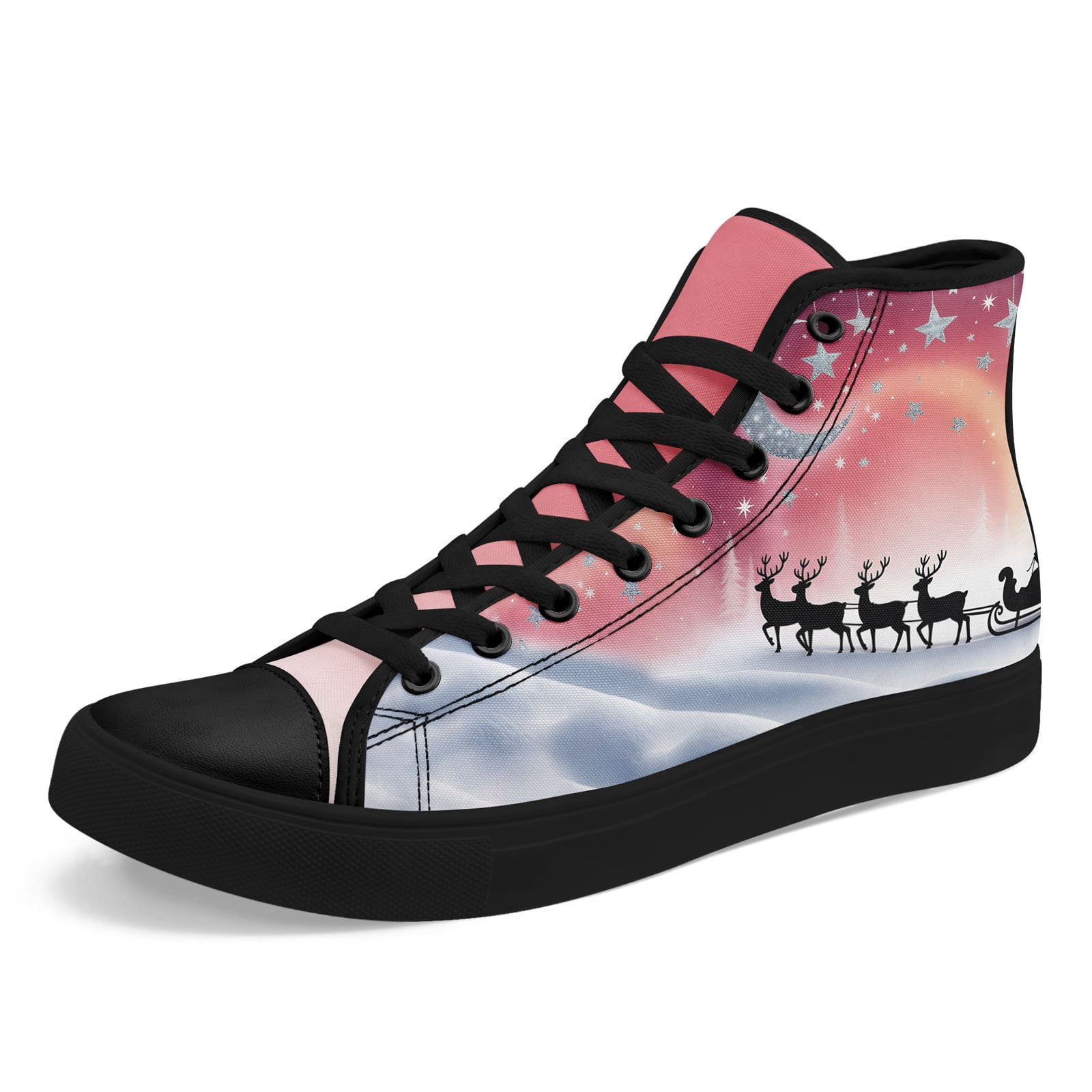 Coolcustomize Women High-Top Canvas Shoes Featuring a Festive Christmas ...