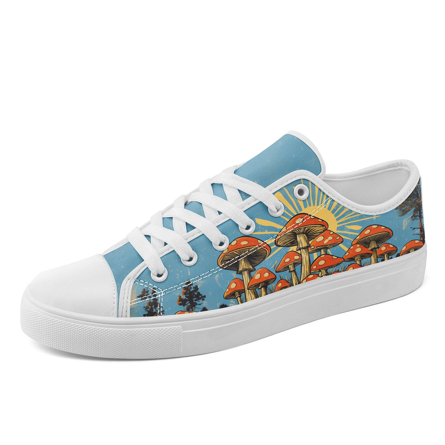 Coolcustomize Women Plus Size Fairy-Tale Mushroom Shoe, Lace-Up Low-Top ...