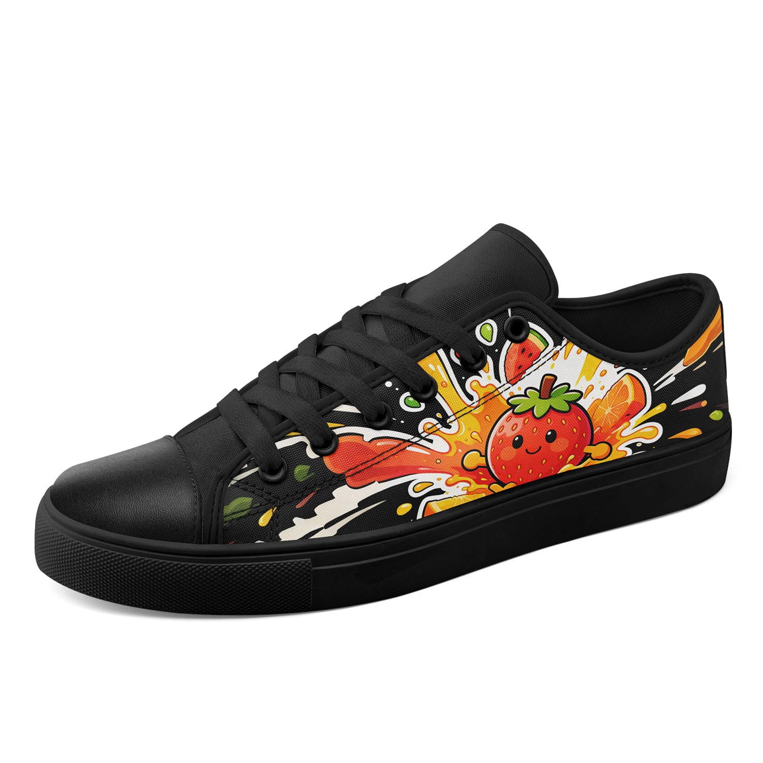 Coolcustomize Women Plus Size Tomato Splash Print Sneakers, Lace-Up ...