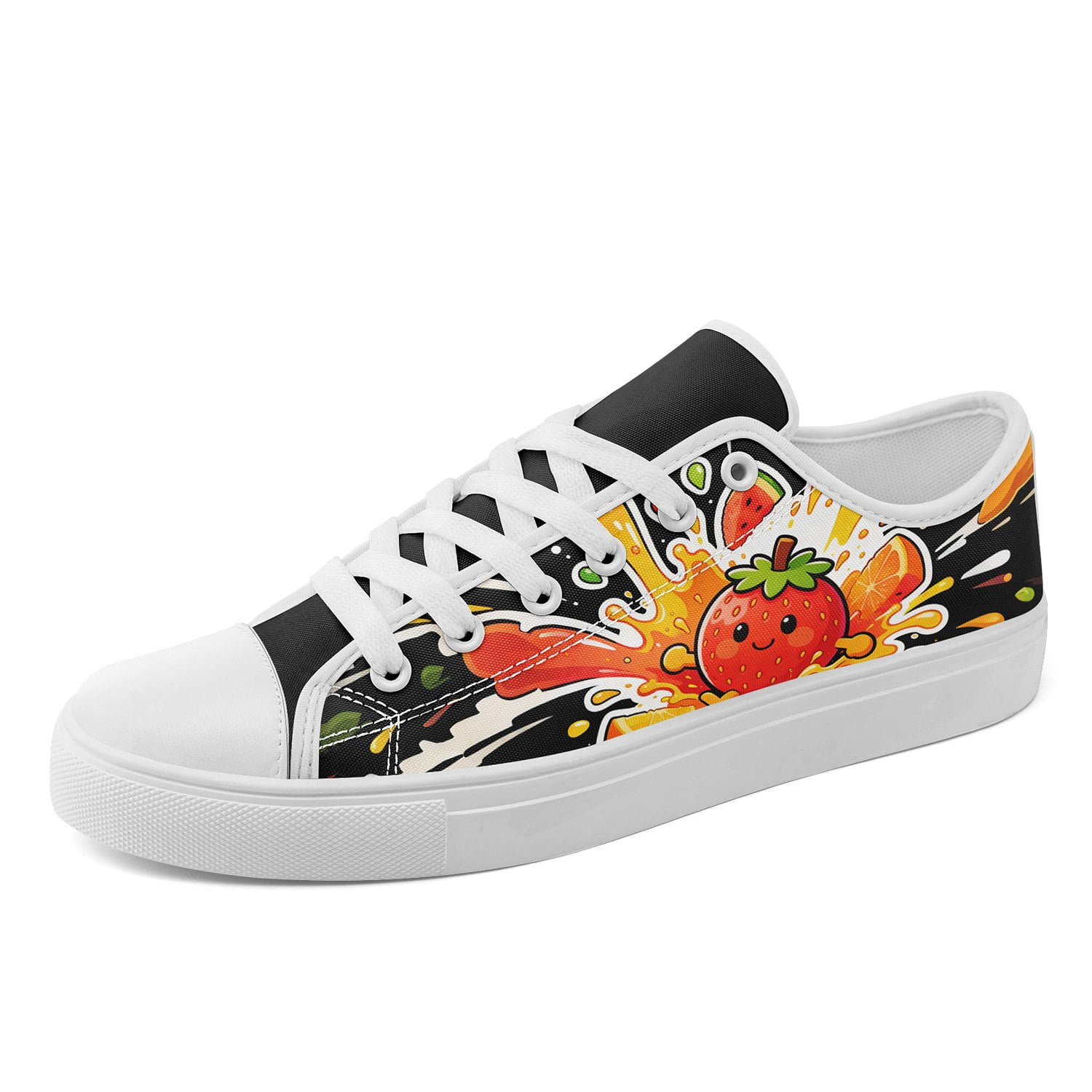 Coolcustomize Women Plus Size Tomato Splash Print Sneakers, Lace-Up ...