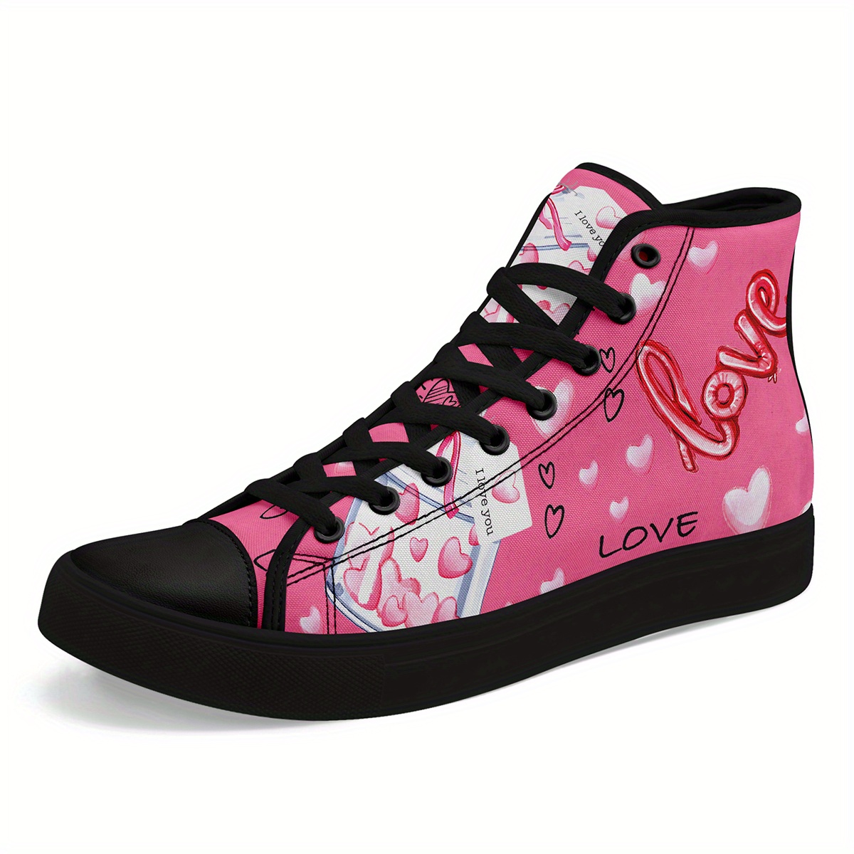 Coolcustomize Women's Fashionable Casual Shoes, Pink High-Top Sneakers ...