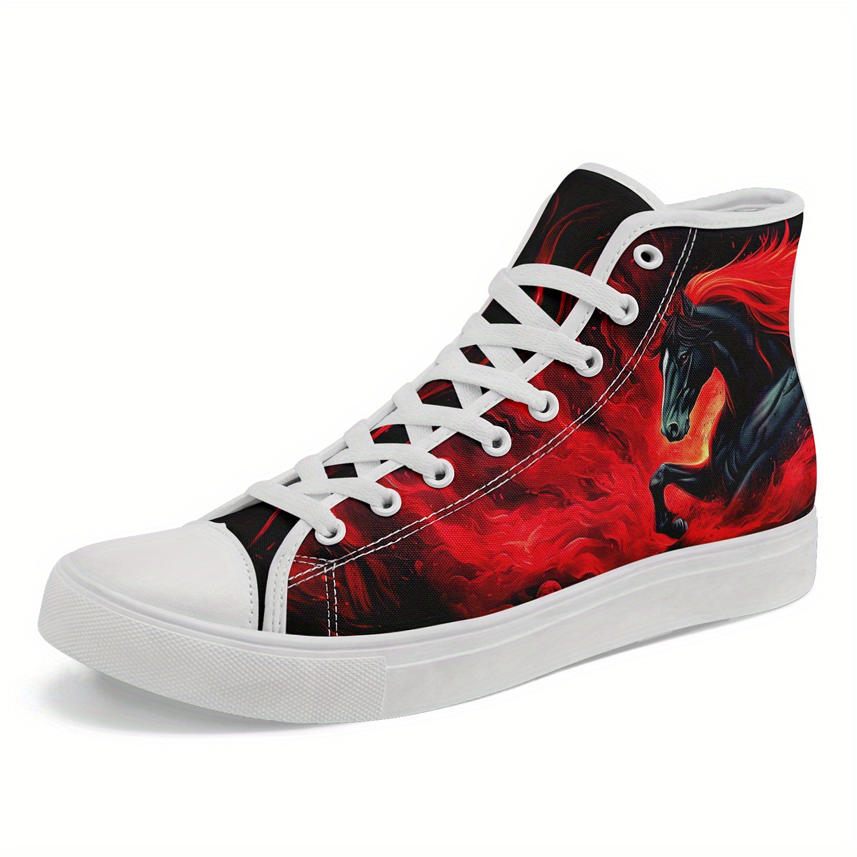 Coolcustomize Women's Gothic Flaming Horse Graphic High-Top Sneakers ...