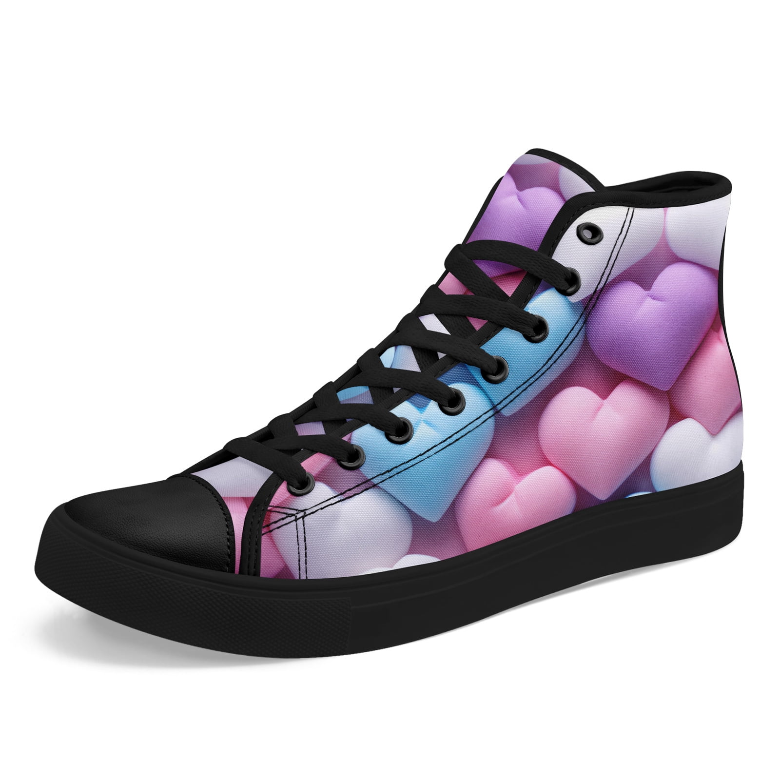 Coolcustomize Women's High-top Sneakers with Heart Print, Soft-Style ...