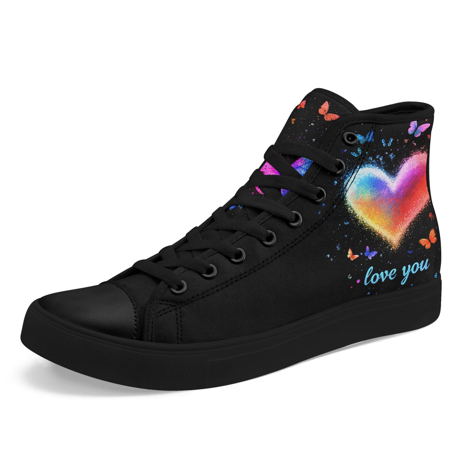 Coolcustomize Women's High-top Sneakers with I Love You Heart Pattern ...