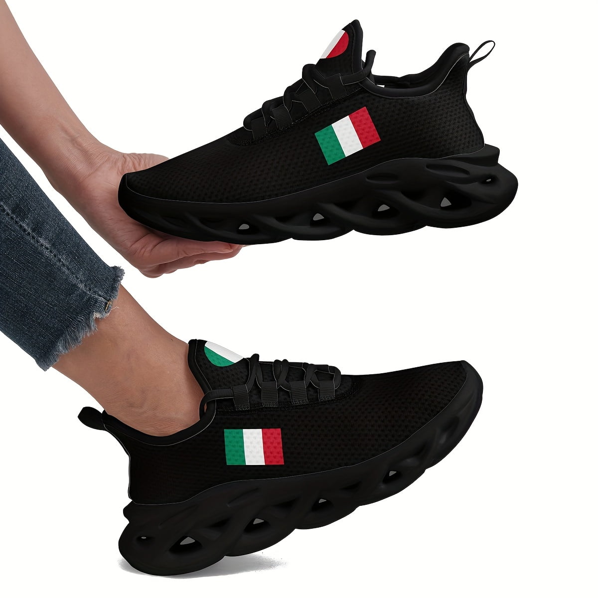 Coolcustomize Women's Italian Flag Design Sneakers - Green Red White ...
