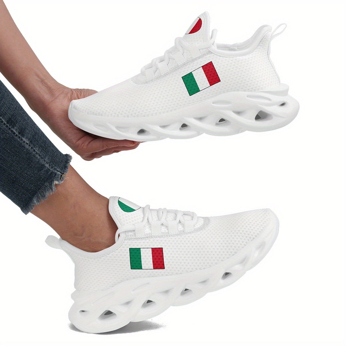 Coolcustomize Women's Italian Flag Design Sneakers - Green Red White ...