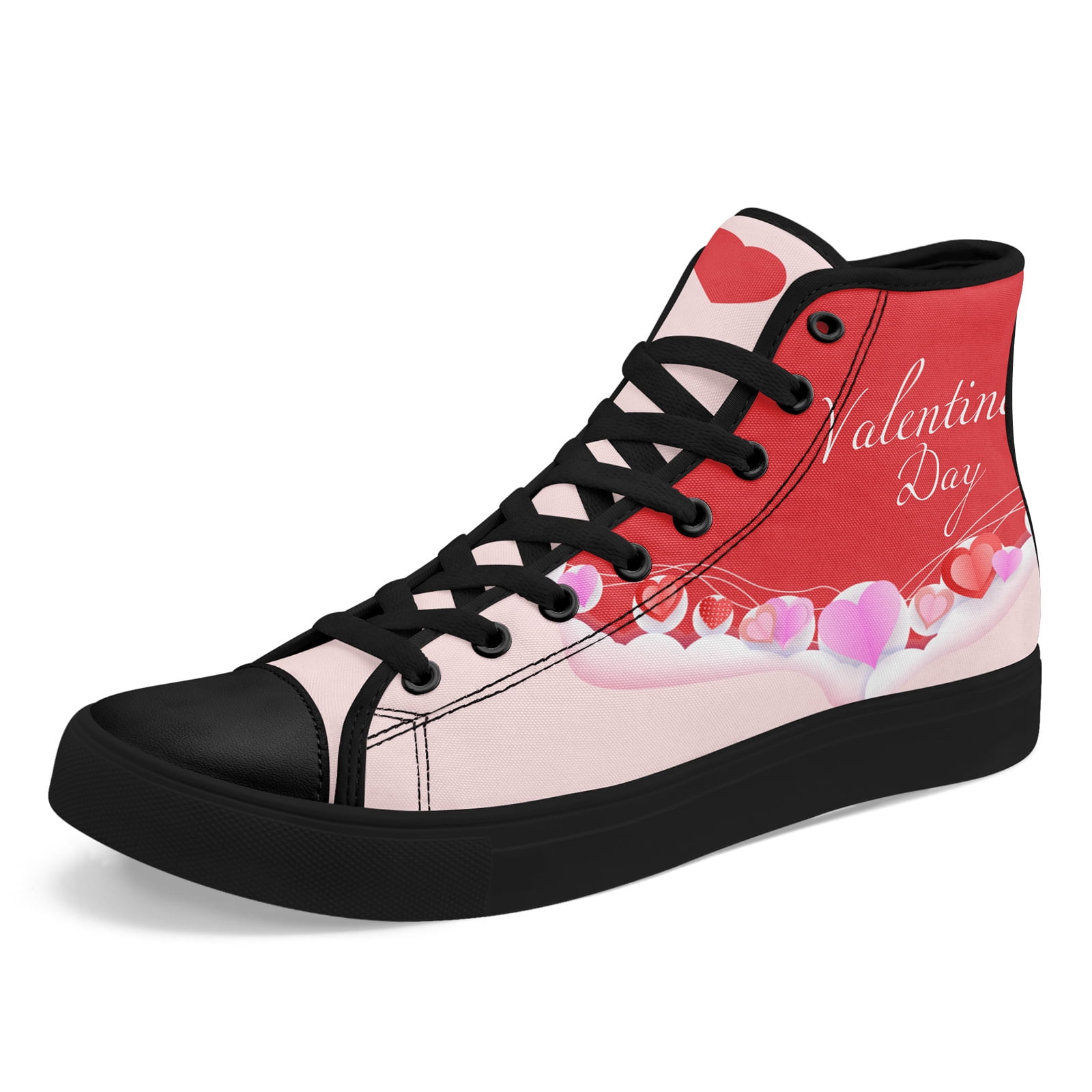 Coolcustomize Women's Lace-Up High-top Sneakers/Painters - Pink-Red ...
