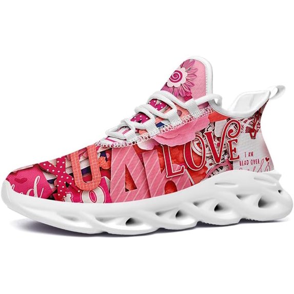 Coolcustomize Women's Love Print Sneakers, Lightweight Breathable ...