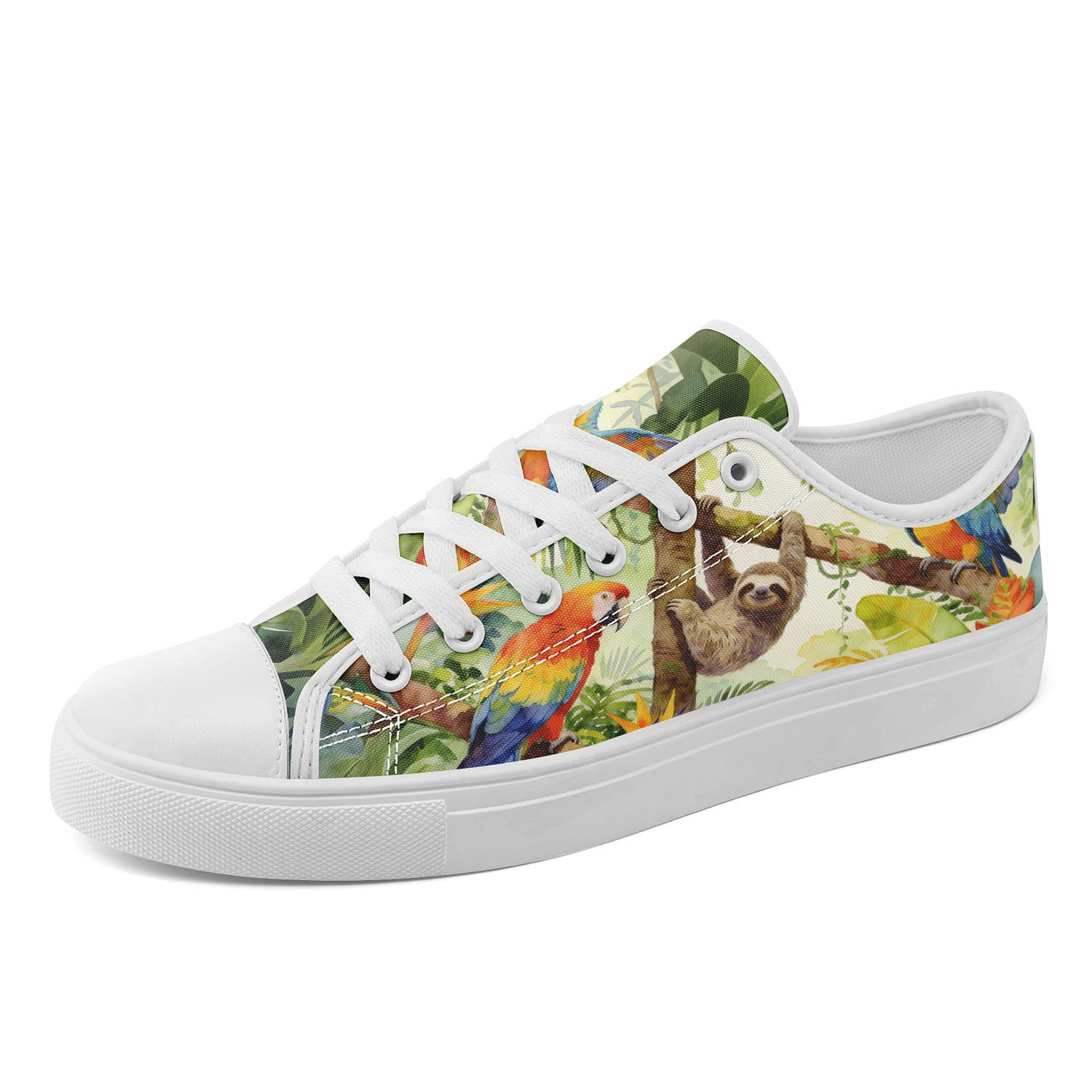 Coolcustomize Women's Low Top Canvas Sneakers, Bold Sloth Print Canvas ...