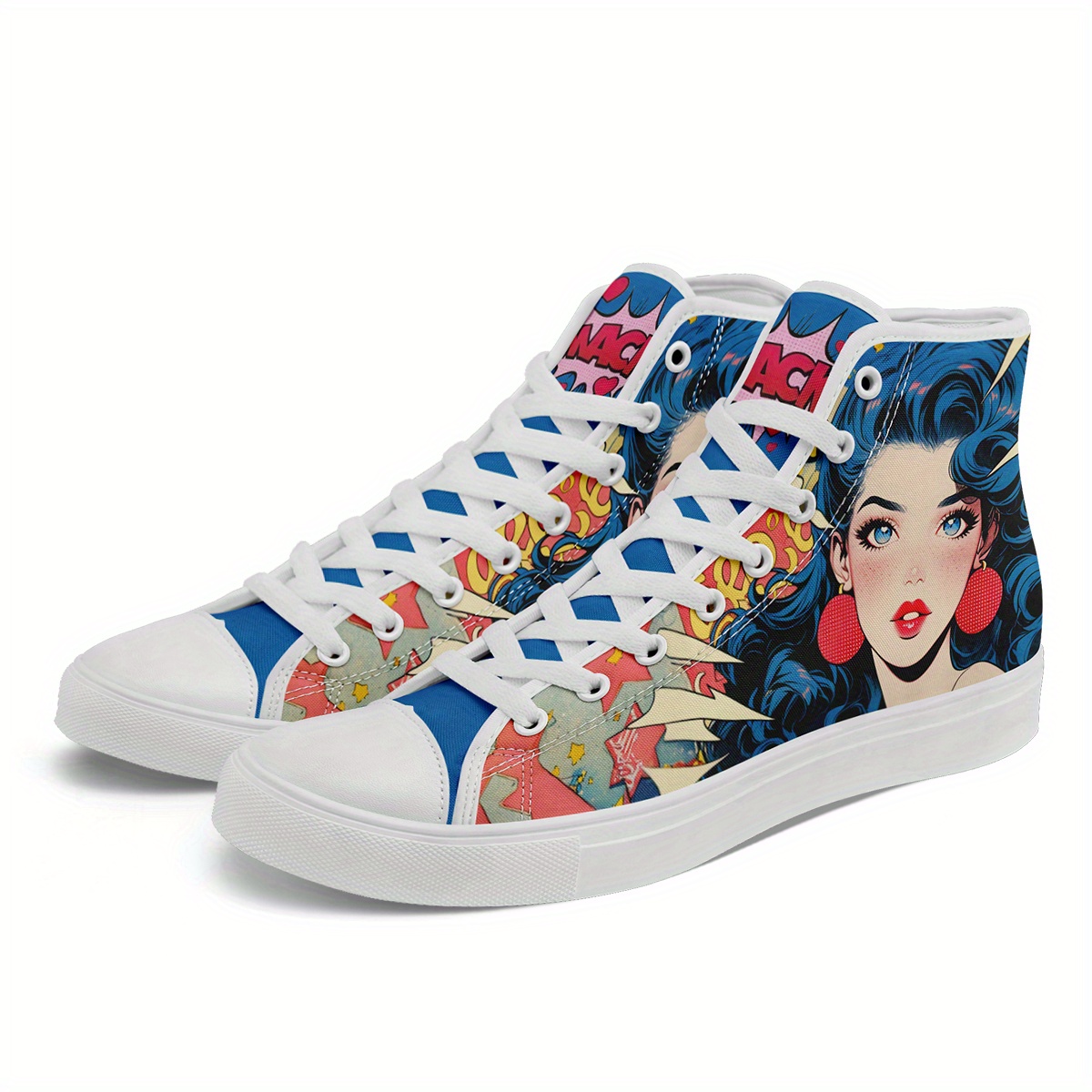 Coolcustomize Women's Pop Art High Top Sneakers - Long-Haired Wavy ...