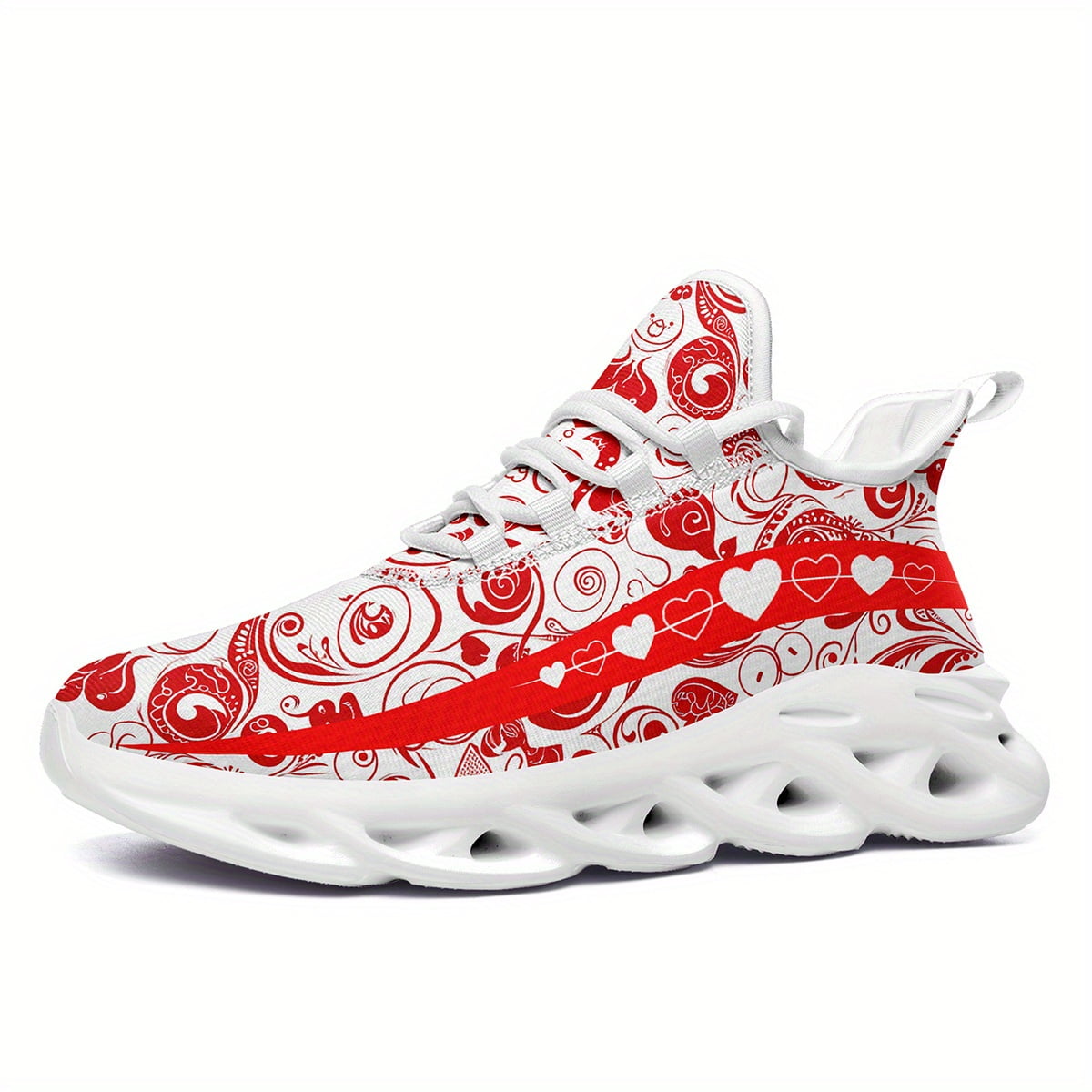 Coolcustomize Women's Red Heart Sneakers - Stylish & Comfortable Casual ...