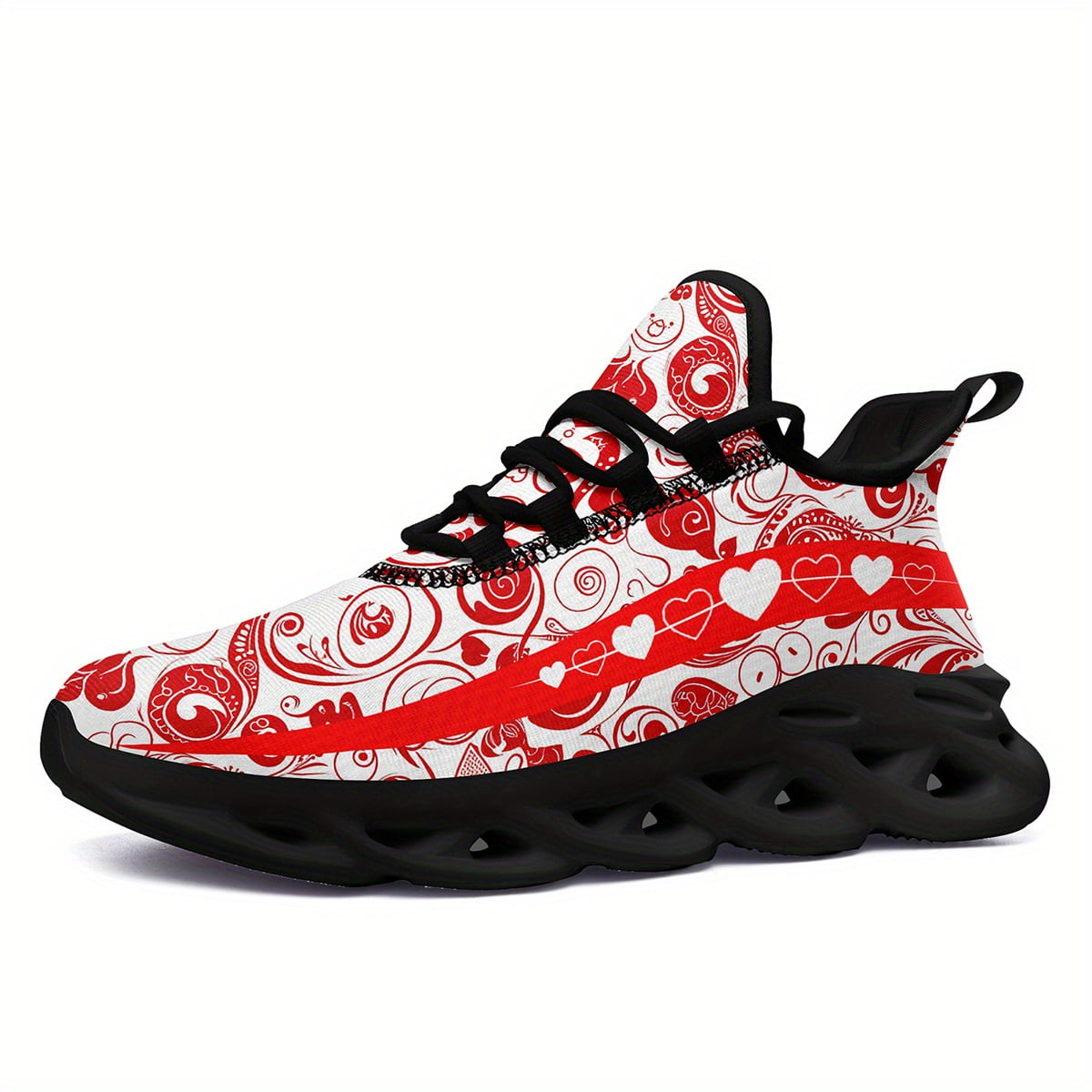 Coolcustomize Women's Red Heart Sneakers - Stylish & Comfortable Casual ...
