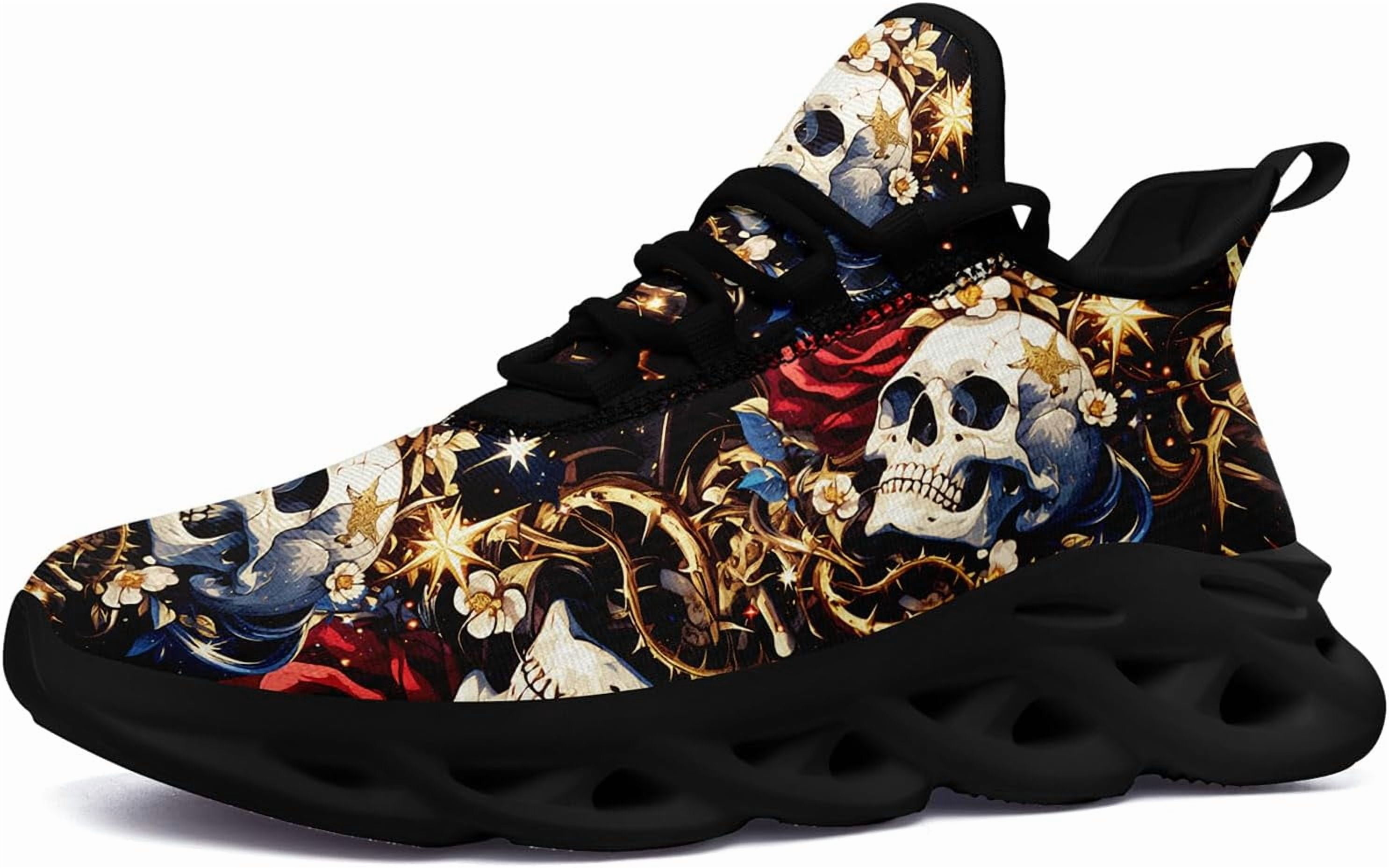 Coolcustomize Women's Skull Running Shoes Lightweight Athletic Trail ...