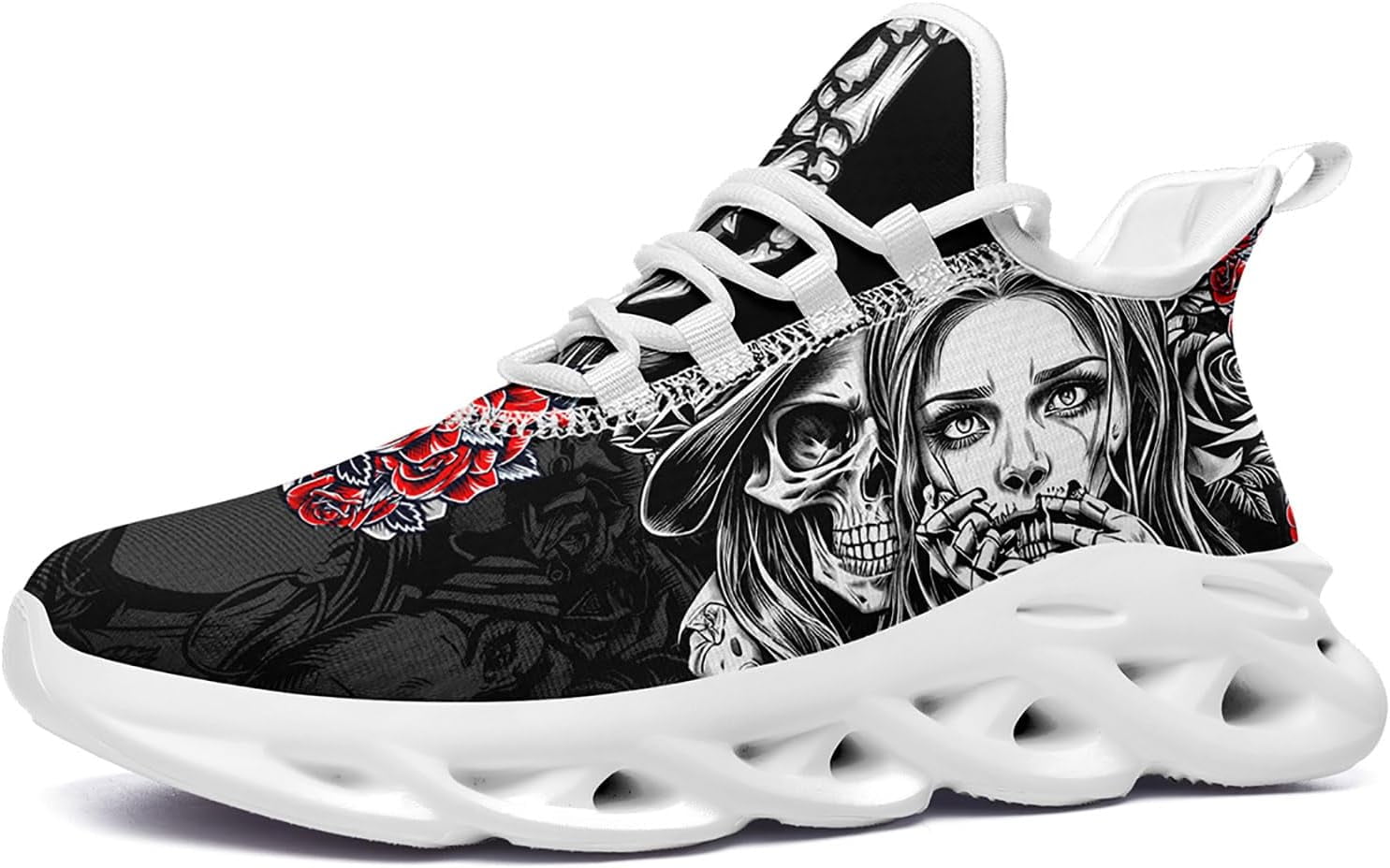 Coolcustomize Women's Skull Running Shoes Lightweight Athletic Trail ...
