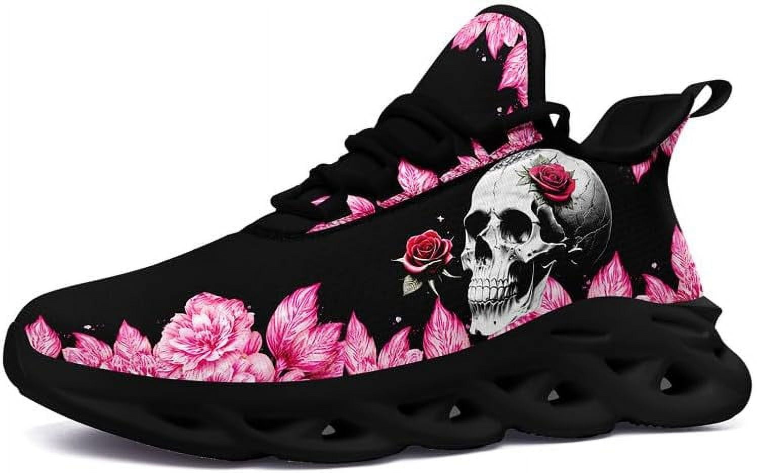 Coolcustomize Women's Skull Running Shoes Lightweight Athletic Trail ...