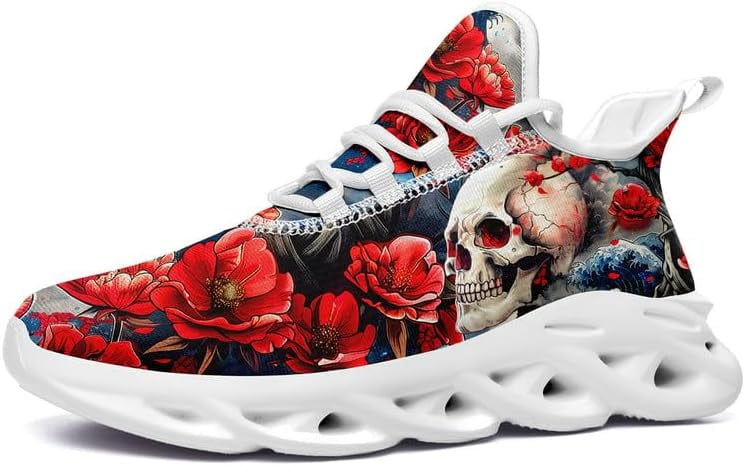 Coolcustomize Women's Skull Running Shoes Lightweight Athletic Trail ...