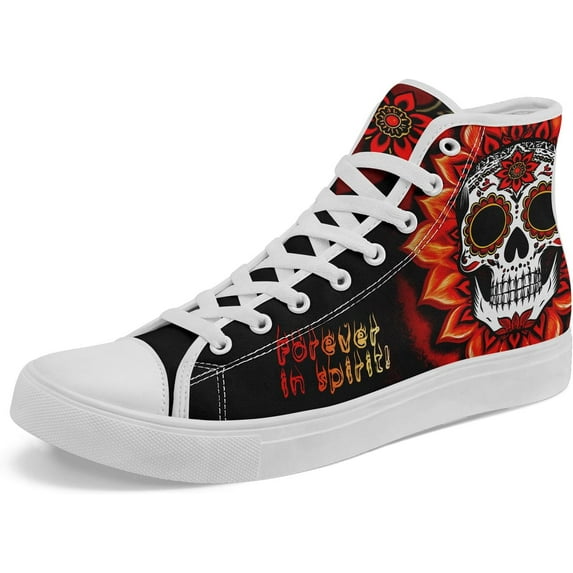 Coolcustomize Women's Sugar Skull Canvas Sneakers - Mexican Catrina Art ...