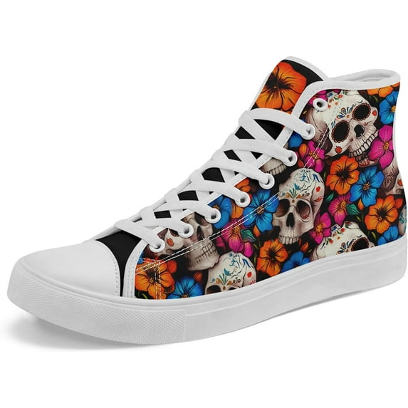 Coolcustomize Women's Sugar Skull Canvas Sneakers - Mexican Catrina Art ...