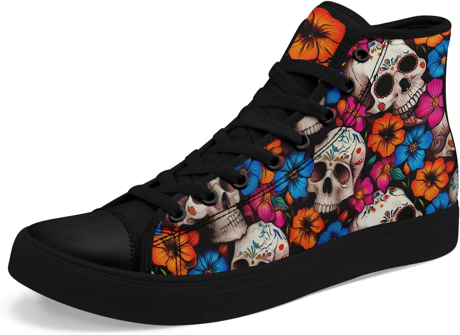Coolcustomize Women's Sugar Skull Canvas Sneakers - Mexican Catrina Art ...