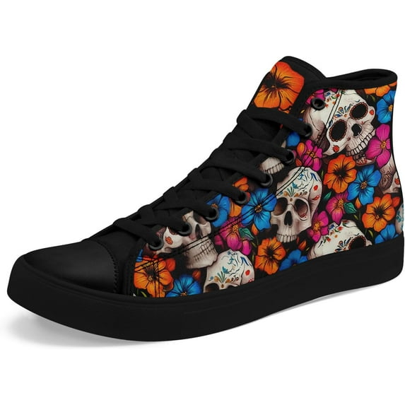 Coolcustomize Women's Sugar Skull Canvas Sneakers - Mexican Catrina Art ...