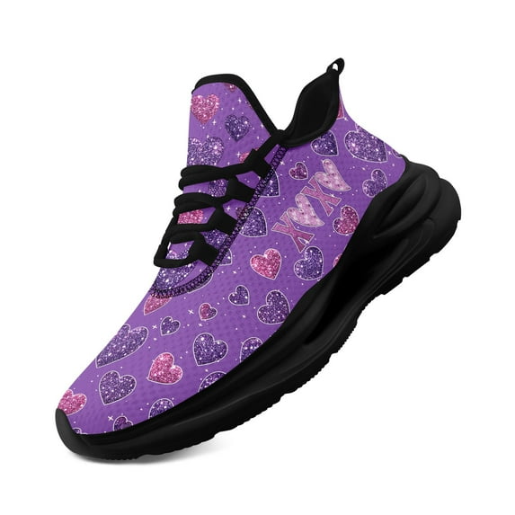 Coolcustomize Women's Tennis Shoes | Purple Heart Valentine's Design ...