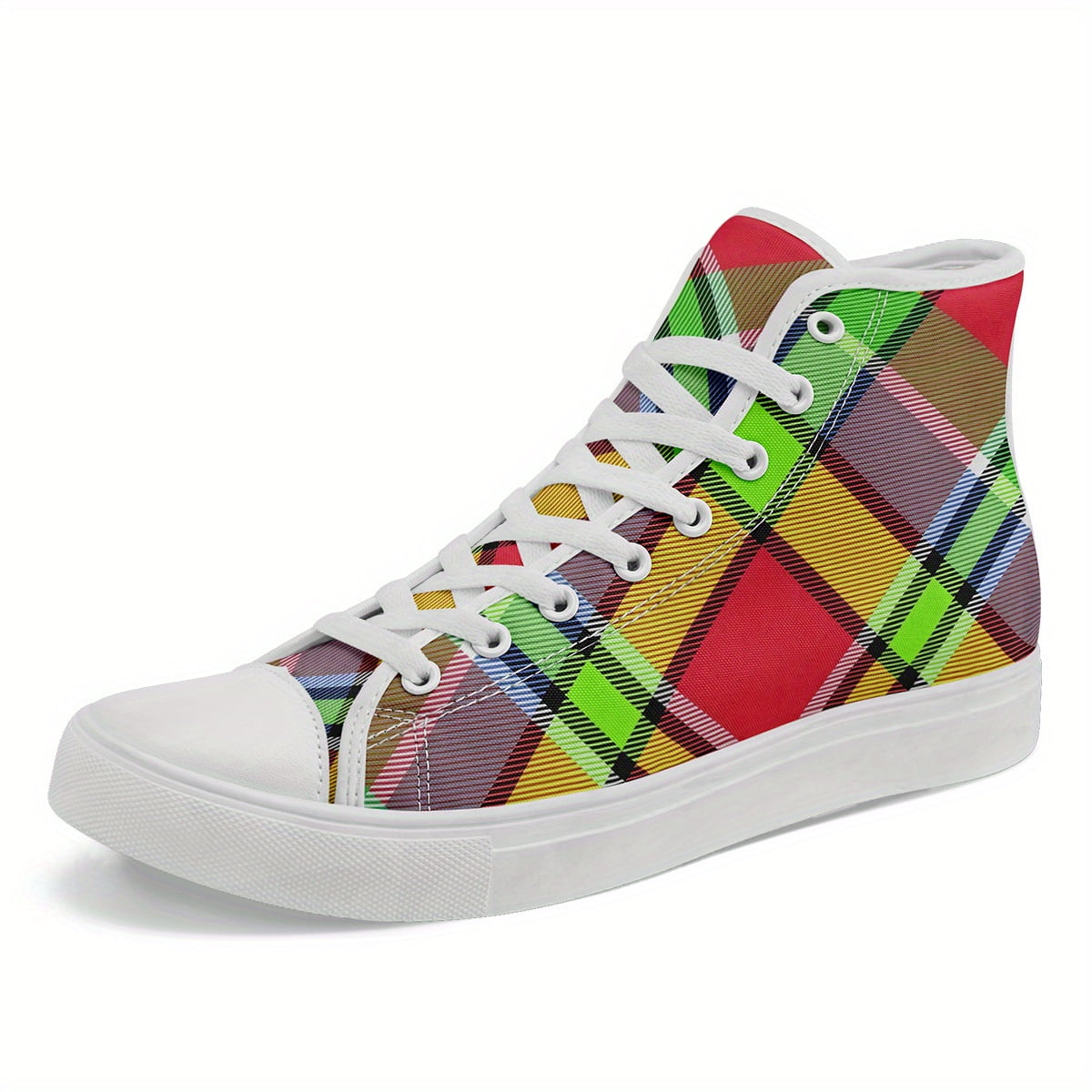 Coolcustomize Women's Vintage Scottish Plaid Sneakers - High-Top Lace ...