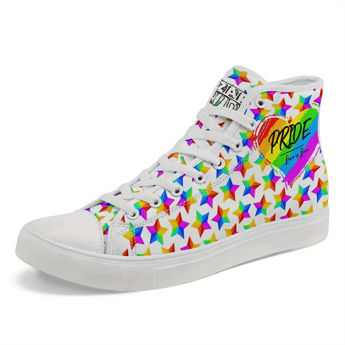 Coolcustomize Womens Pride Month Love Heart Stylish Sneakers, Rainbow ...