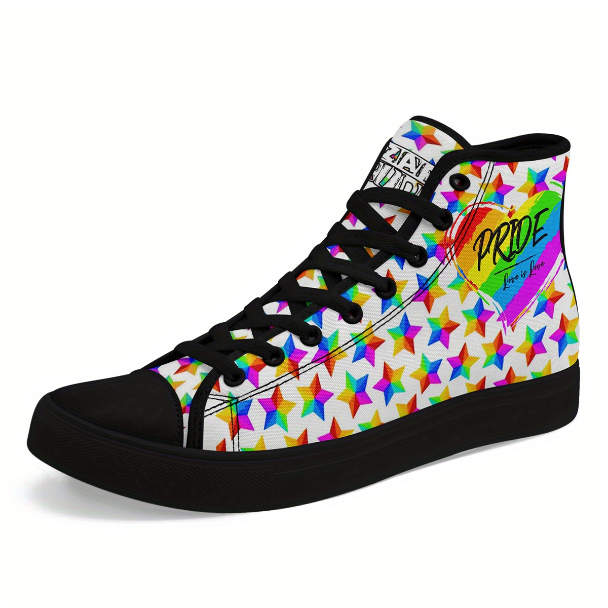Coolcustomize Womens Pride Month Love Heart Stylish Sneakers, Rainbow ...