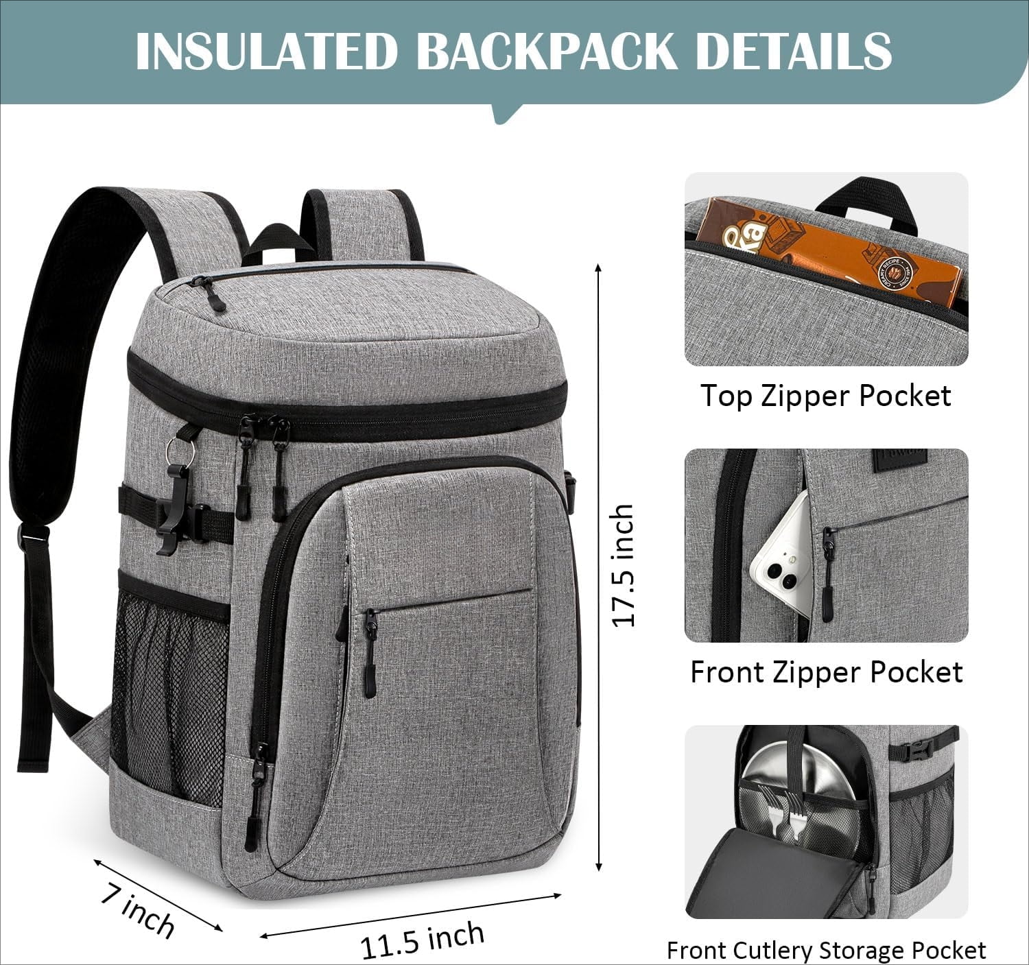 Cooler Backpack 35/42 Cans, Backpack Coolers Insulated Leak Proof for ...