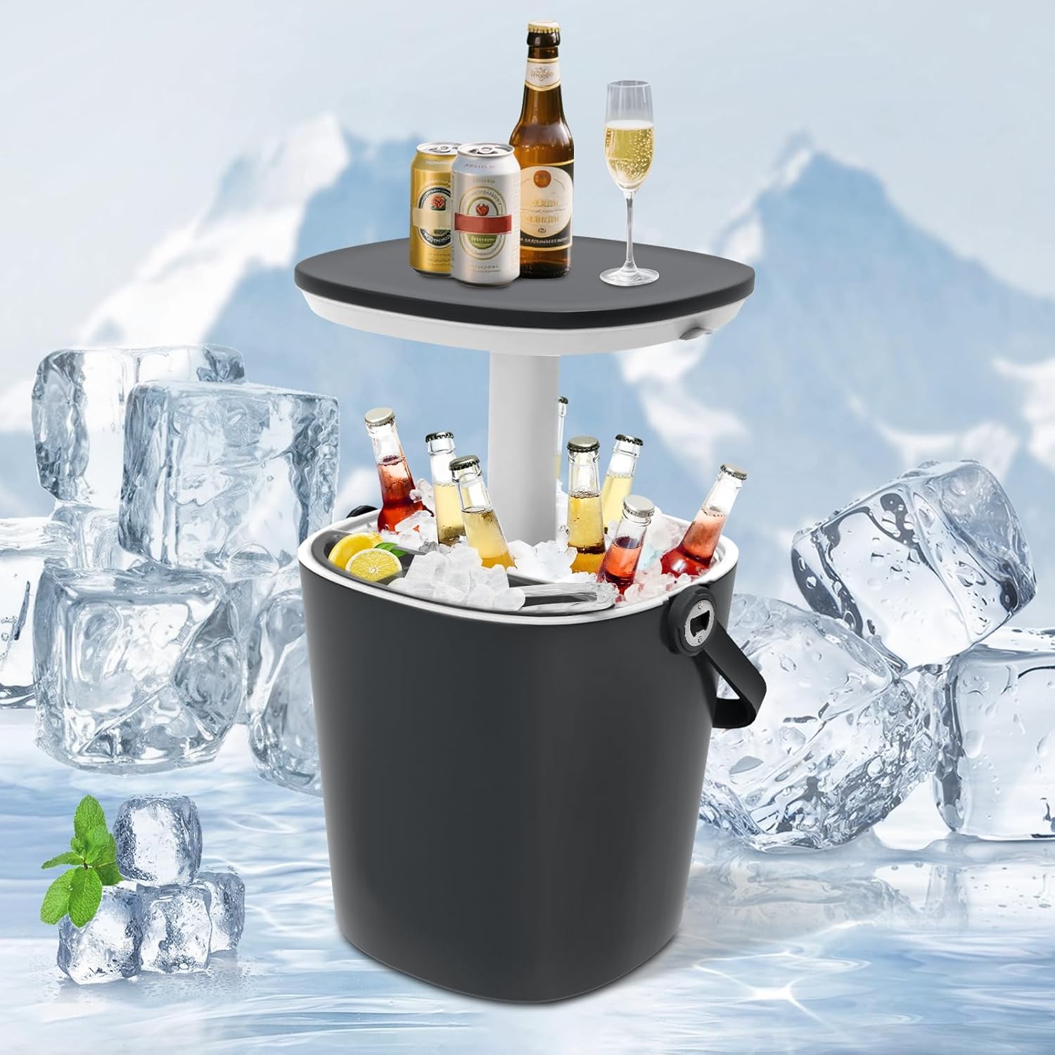 Cooler Bar Side Table 4-Gallon with Lift Top Lid – Hidden Bottle Opener ...
