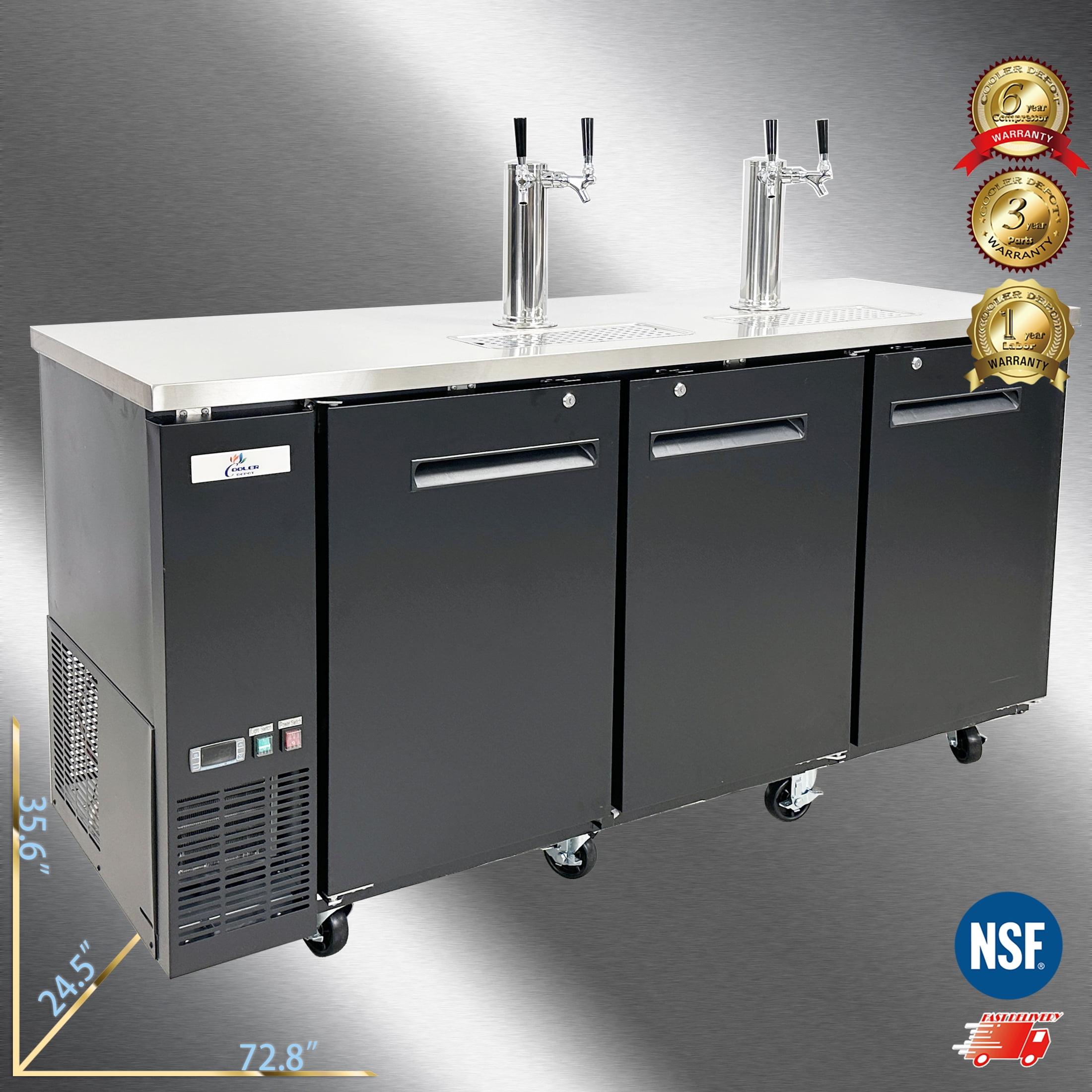 Cooler Depot 72 inch Kegerator Commercial Beer Dispenser, NSF-7 ...