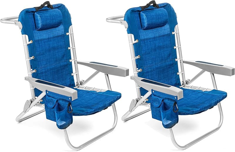 Cooler+ Folding Backpack Beach Chair with 5 Positions, Towel bar, XL ...
