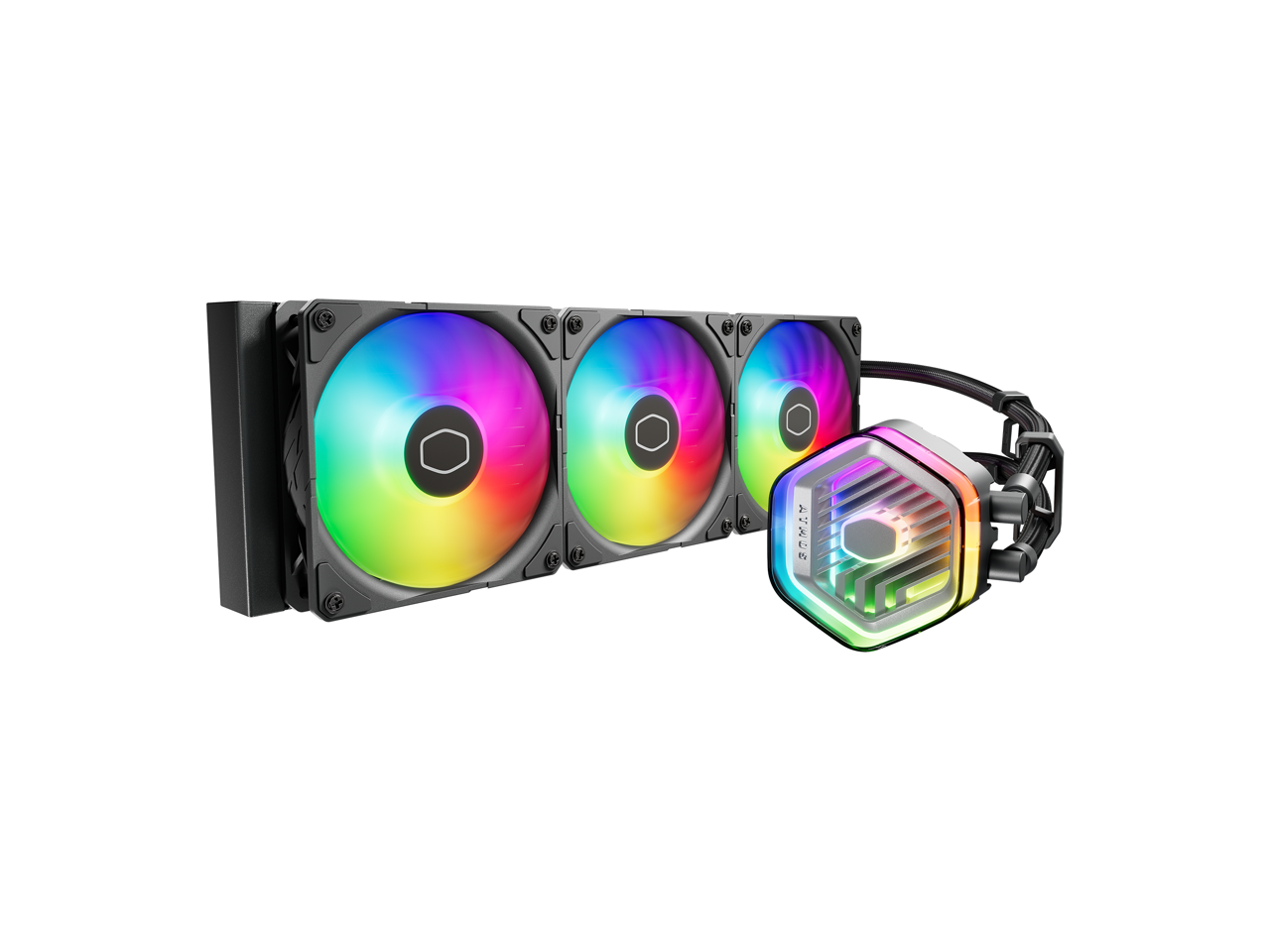 Cooler Master MasterLiquid 360 Atmos ARGB, Sickleflow Edge Fans, 360mm ...