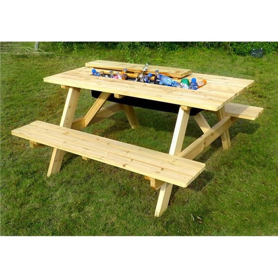 Outdoor Camping Beach Cooler Picnic Table Kit with Built-in Drainable ...