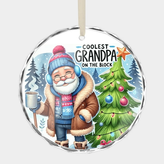 Coolest Grandpa on the Block, Grandfather Appreciation Quote 3" Crystal ...